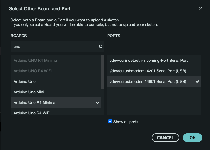 Failed uploading: no upload port provided | SOLVED